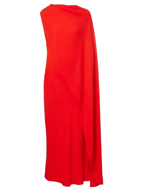 Balenciaga Open-back Cape Effect Gown In Silk And Wool Crêpe - Red
