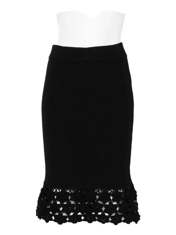 GANNI Crochet Long Skirt - Black