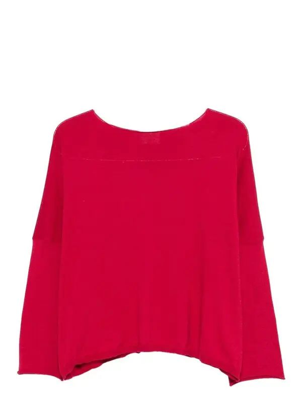BEYOU Cotton Boat-neck Sweater - Red