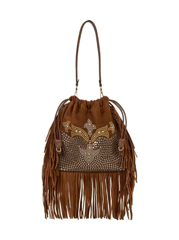 Etro Fringed Leather Shoulder Bag - Brown