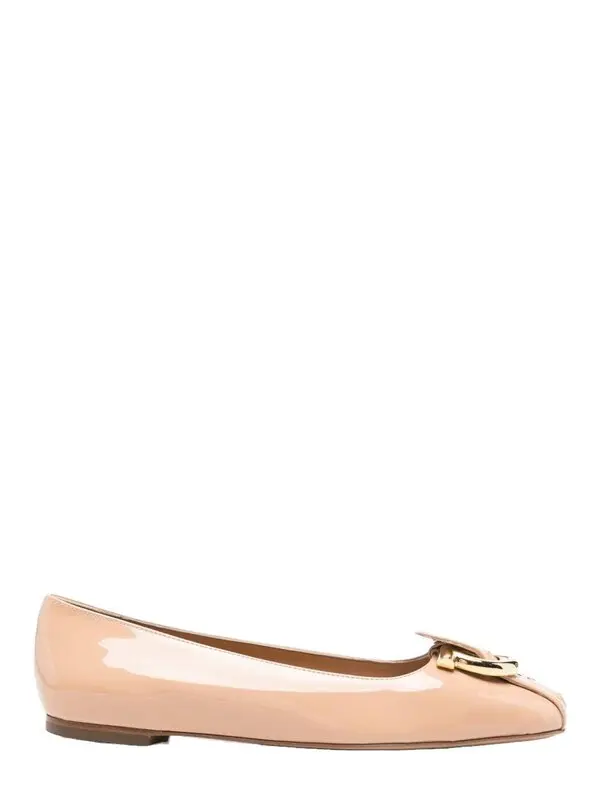 FERRAGAMO Leather Ballerina Flats - Brown