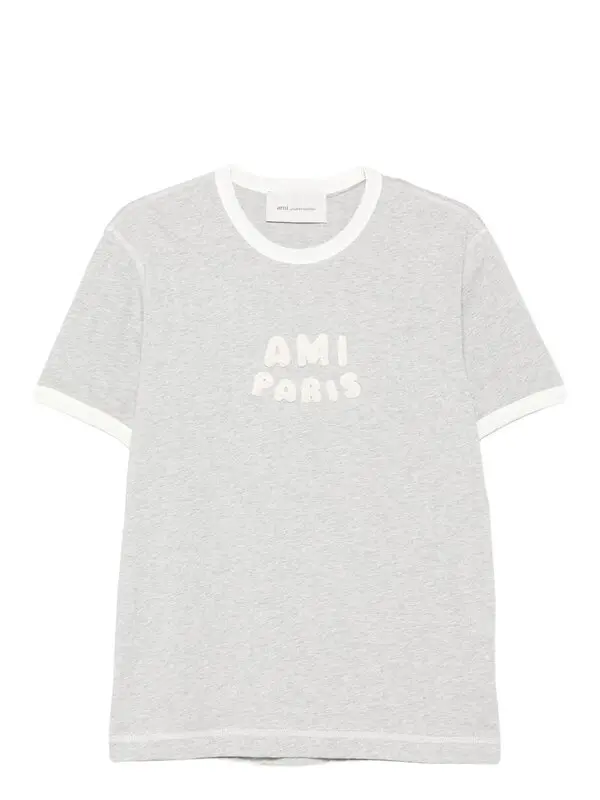 Ami Logo Cotton T-shirt - Grey