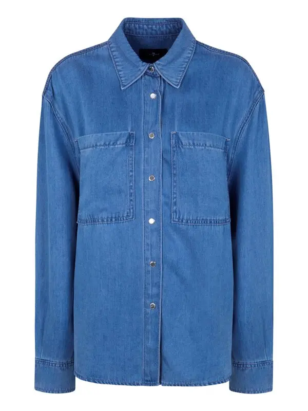 Seven For All Mankind Oversized Lyocell Shirt - Blue