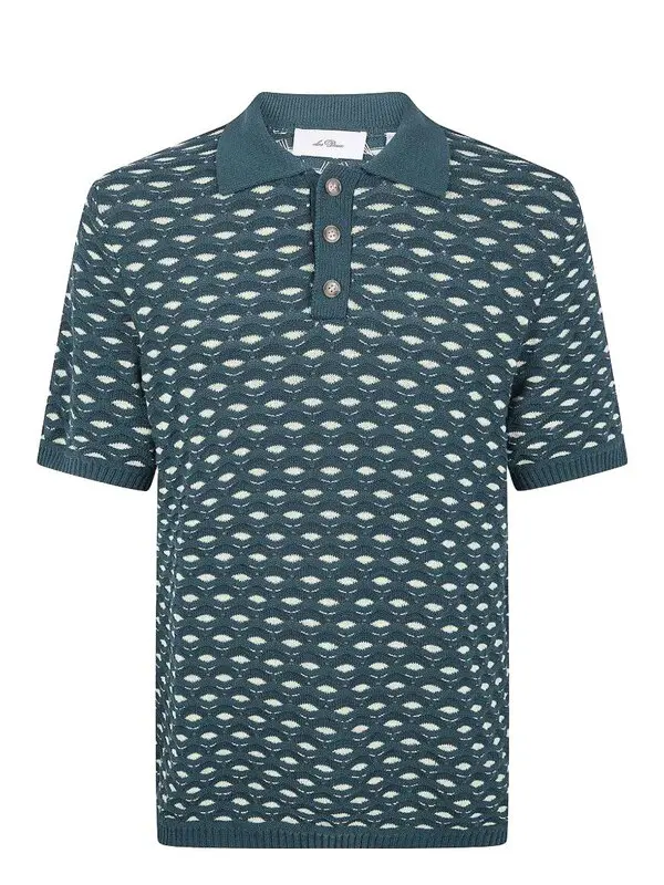LES DEUX Esmay" Shell Knitted Polo Shirt - Green