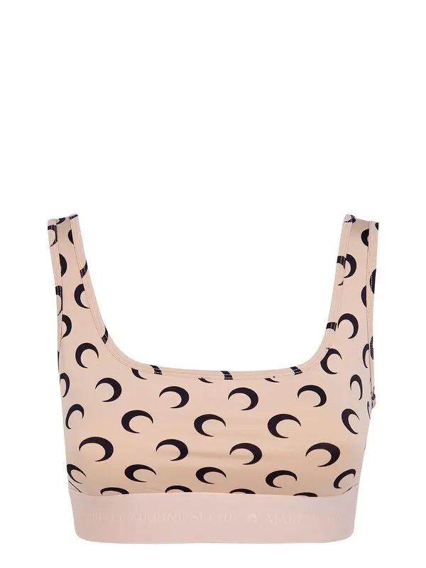 MARINE SERRE Moon" Printed Jersey Sports Bra - Brown