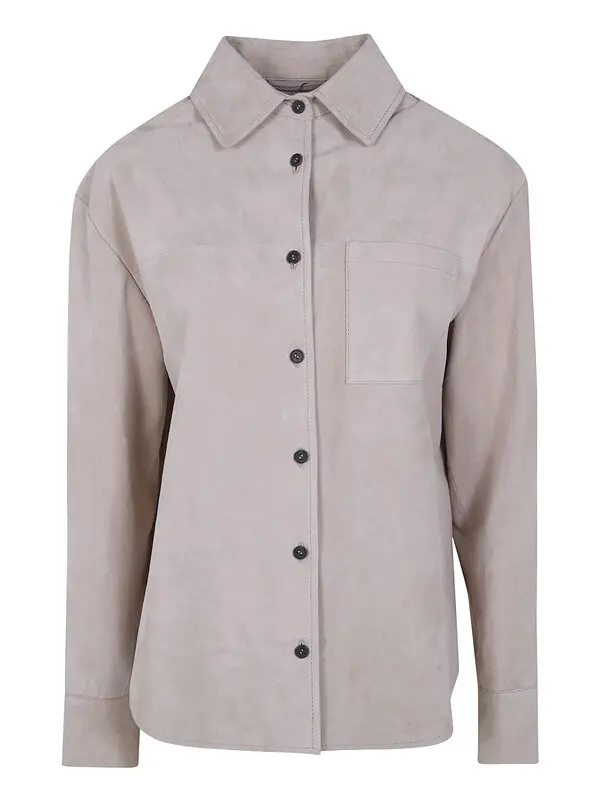 DRHOPE Classic Suede Overshirt - Beige