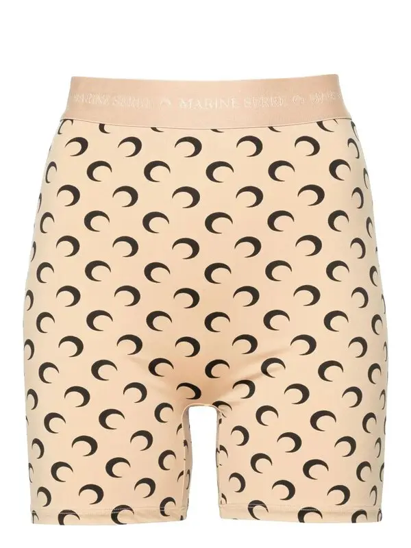 MARINE SERRE Printed Jersey Mini Shorts - Brown