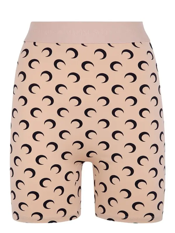 MARINE SERRE Printed Jersey Mini Shorts - Brown