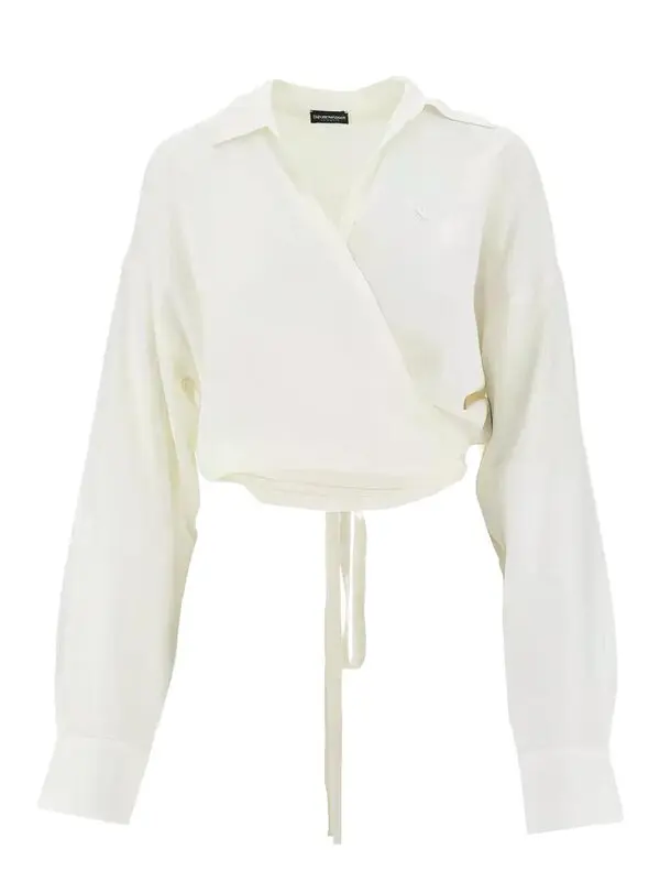 Emporio Armani Wrap Tie-detail Top - Neutrals