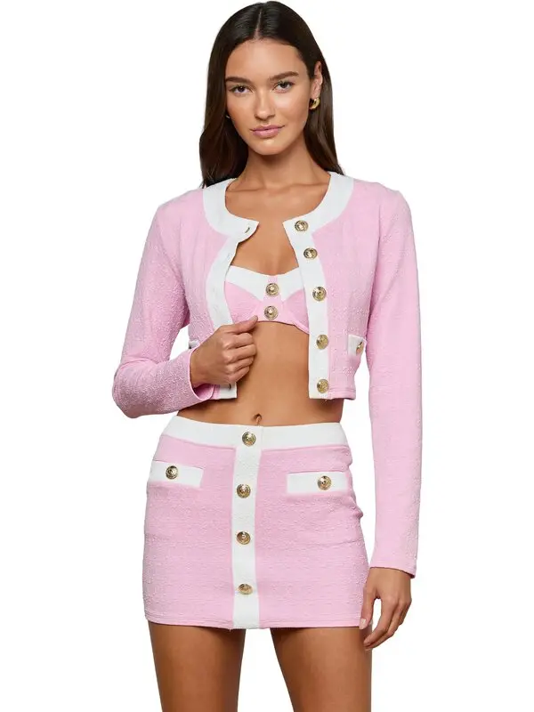 L'Agence Adaline Cardigan Cover-up - Blush/white