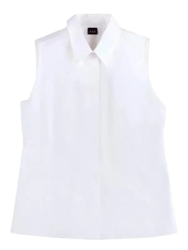 FAY Sleeveless Collared Shirt - White