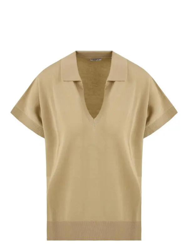 Aspesi Short Sleeve Linen Polo - Sand