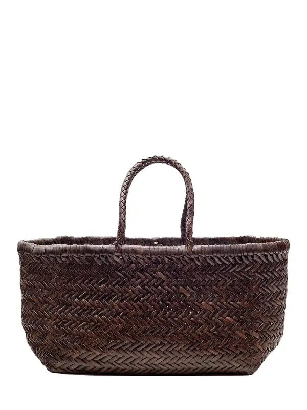 Dragon Diffusion Handwoven Buffalo Calf Leather Basket Tote - Dark Brown