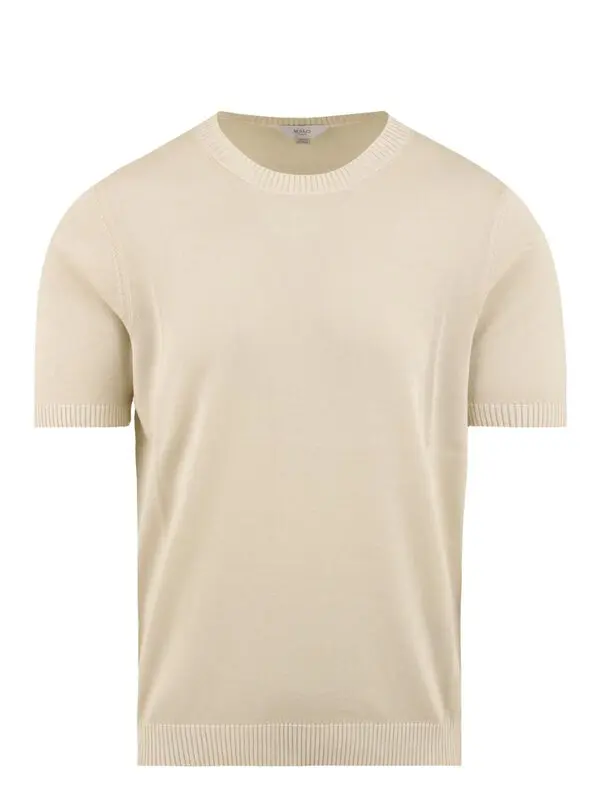 Malo Short Sleeve Regular Fit Cotton Sweater - Avena