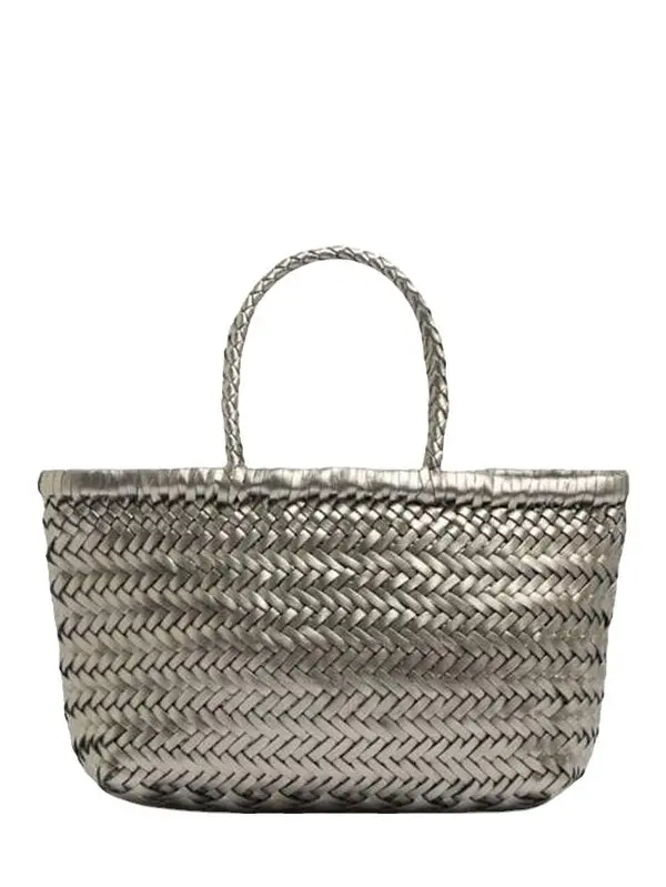 Dragon Diffusion Handwoven Buffalo Calf Leather Basket Tote - Covert Foil