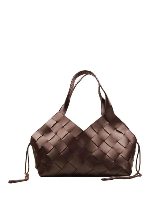Dragon Diffusion Woven Leather Tote - Dark Brown