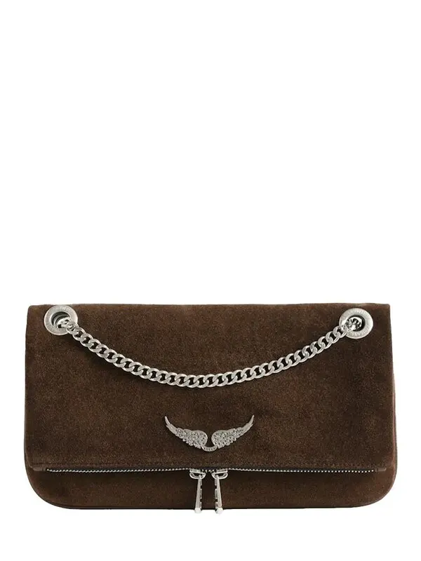 Zadig&Voltaire Suede Clutch With Chain - Brown