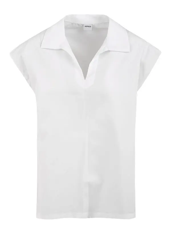 Aspesi Short Sleeve Polo Style Top - White
