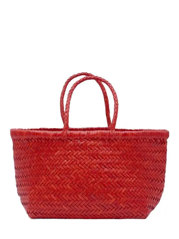 Dragon Diffusion Handwoven Buffalo Calf Leather Basket Tote - Poppy Red