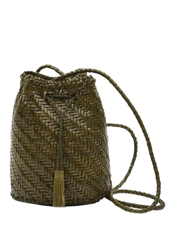 Dragon Diffusion Leather Woven Bag - Kaki