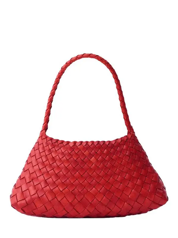 Dragon Diffusion Woven Leather Baguette - Poppy Red