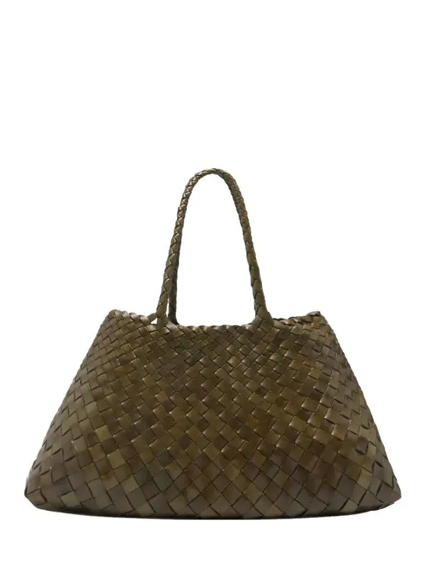 Dragon Diffusion Santa Croce Handwoven Leather Basket Tote - Kaki