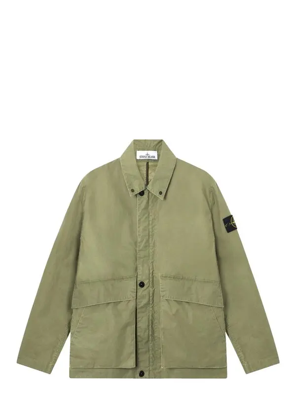 Stone Island Waxed Pigment Cotton Tela Coach Jacket - Green