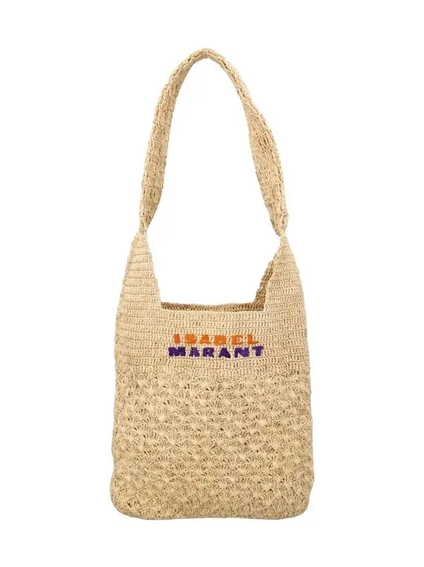 Isabel Marant Praia Small Raffia Shoulder Bag - Nude & Neutrals
