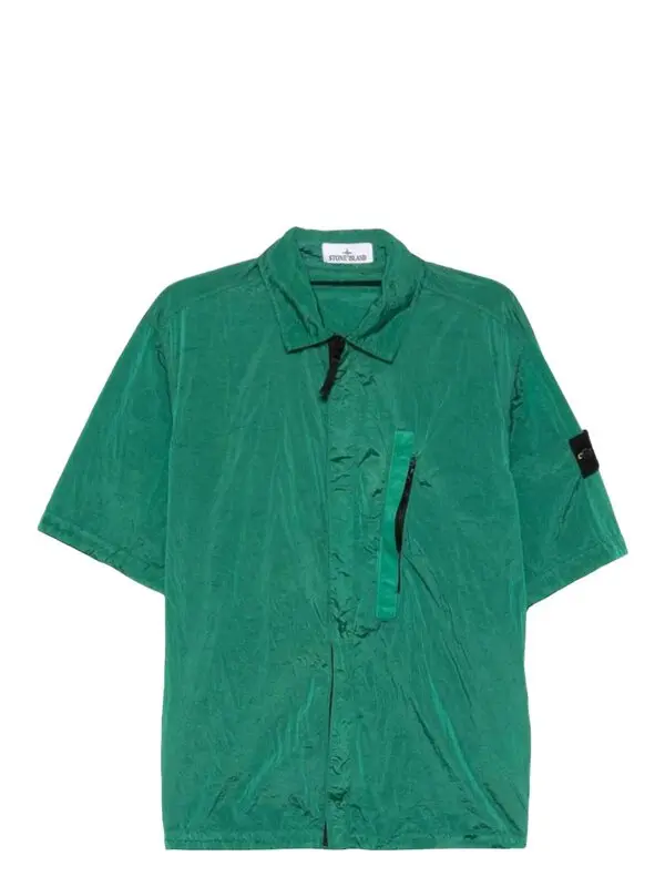 Stone Island Comfort-fit Nylon Metal Short-sleeved Overshirt With Zip - Green