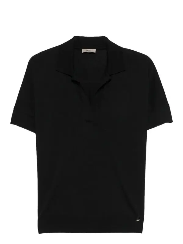 Herno Cotton Blend Jersey Polo - Black