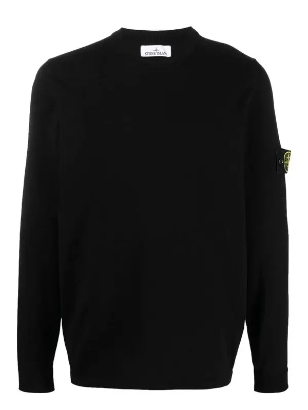 Stone Island Lightweight Cotton Crewneck Jumper - Black