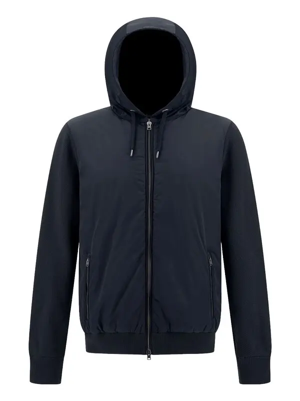 Herno Piqué Knit And Nylon Jacket - Blue