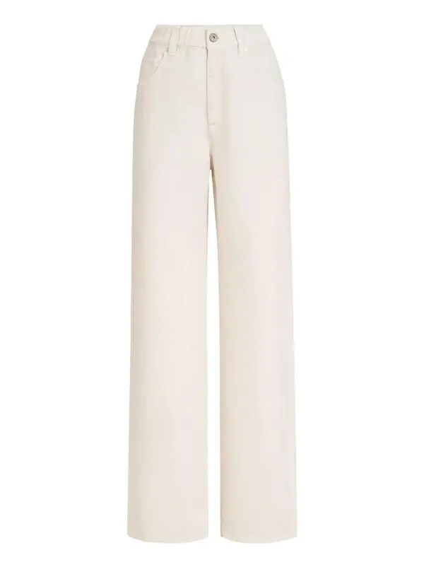 Brunello Cucinelli Cotton And Linen Wide Leg Pants - Nude & Neutrals