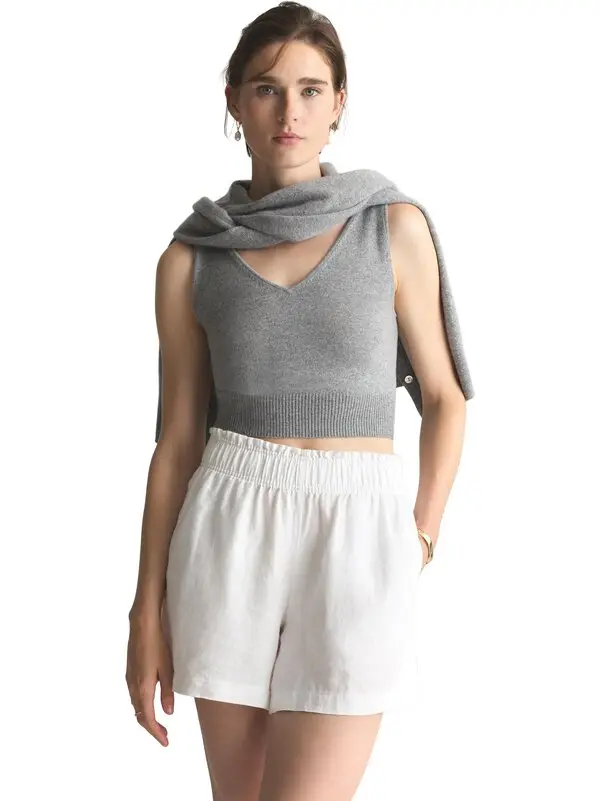 Quince Mongolian Cashmere Cropped Tank Top - Heather Grey