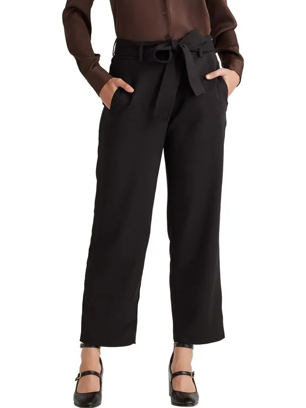 Quince Stretch Crepe Paperbag Pants - Black