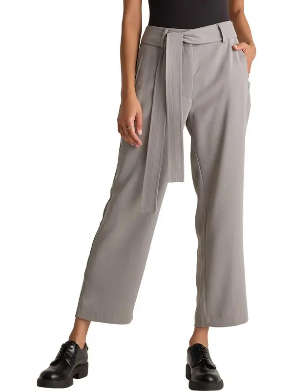 Quince Stretch Crepe Paperbag Pants - Coastal Grey