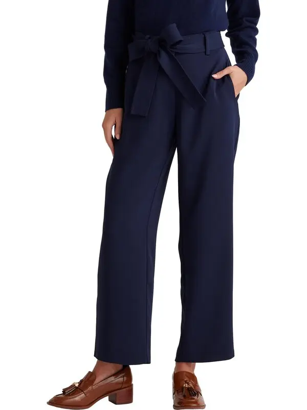 Quince Stretch Crepe Paperbag Pants - Navy