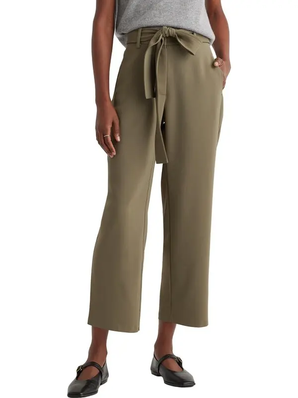 Quince Stretch Crepe Paperbag Pants - Olive