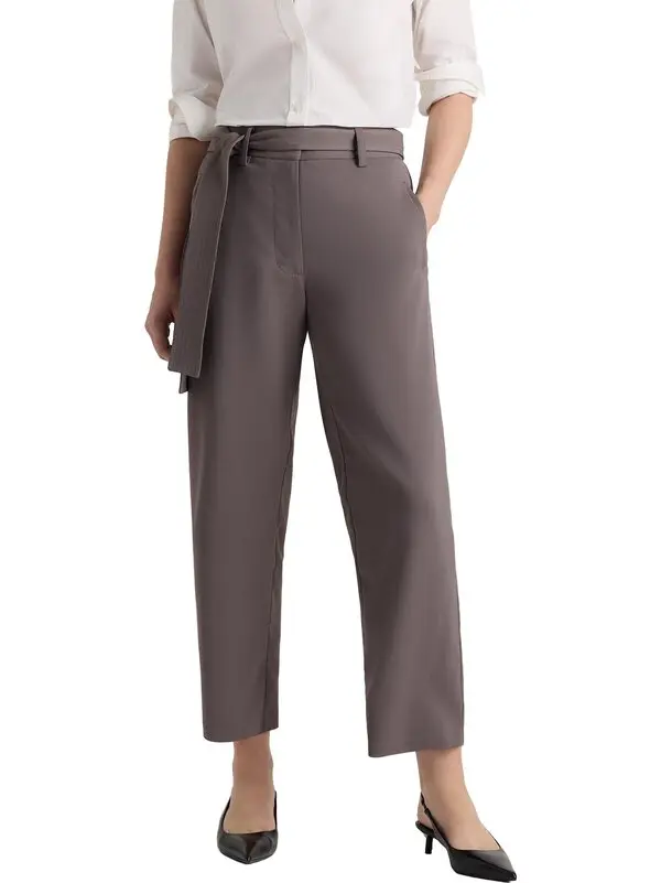 Quince Stretch Crepe Paperbag Pants - Overcast Grey