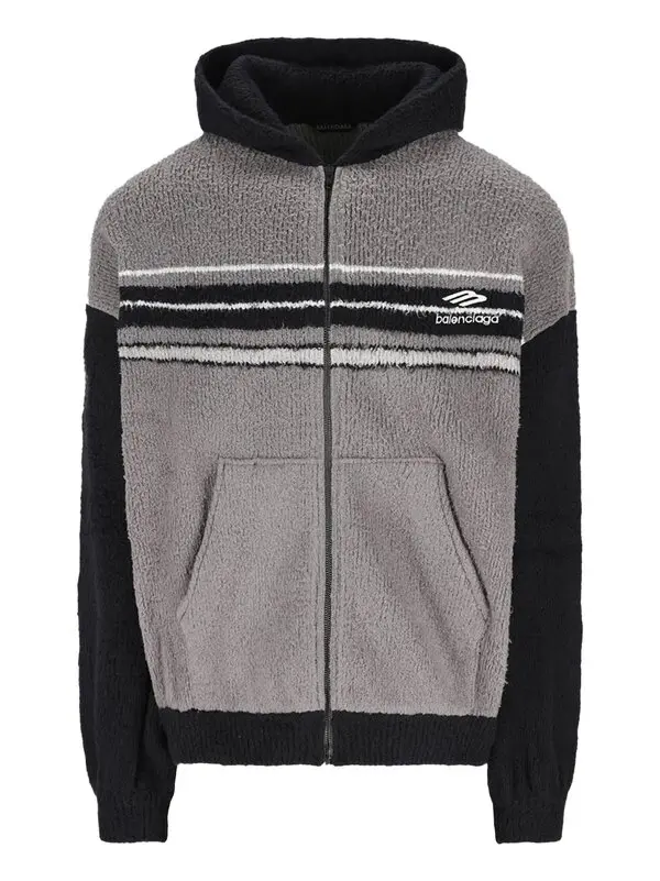 Balenciaga Fluffy Zip-up Hoodie - Grey