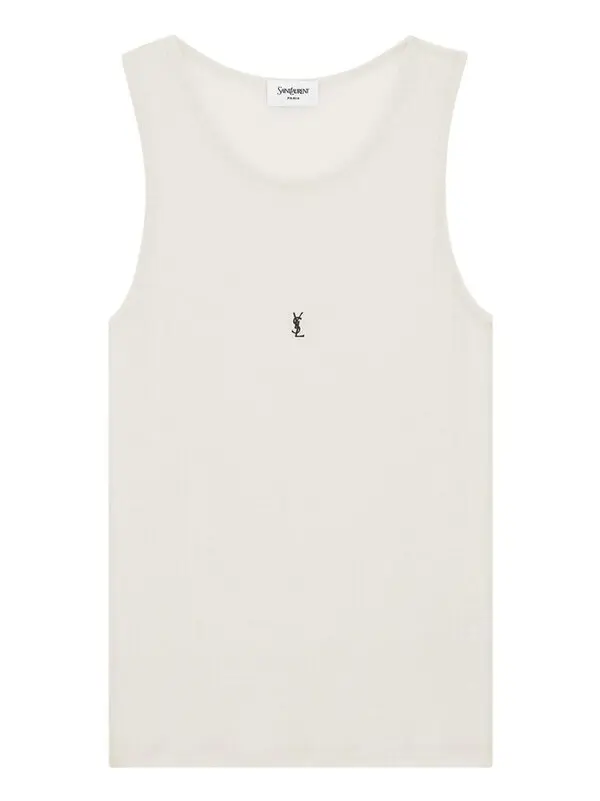 Saint Laurent Embroidered Tank Top - Cream