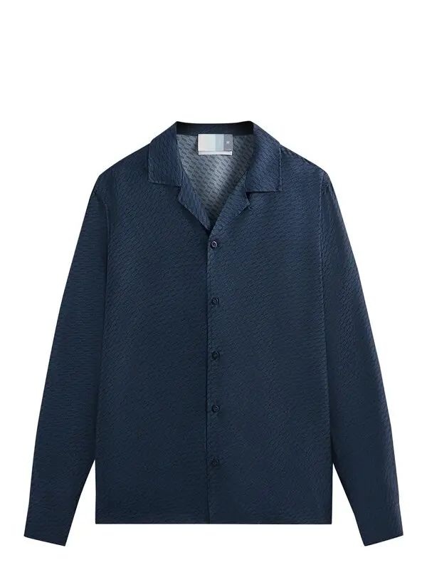 Kith Monogram Silk Long-sleeve Thompson Camp Collar Shirt - Blue