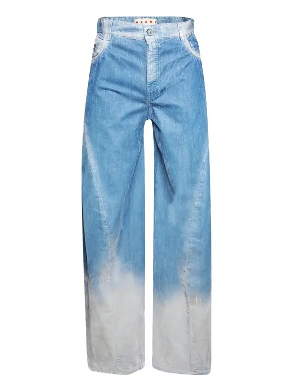 Marni Garment Dyed Flock Denim Pants - Blue
