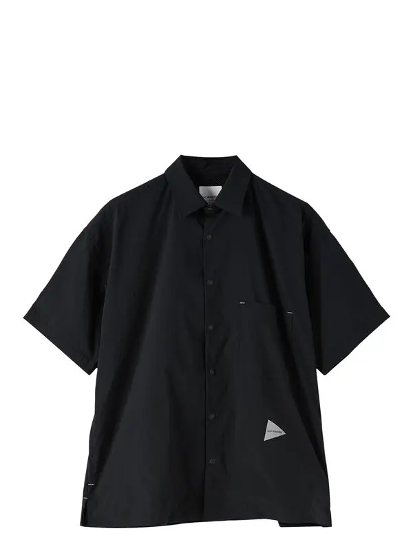 AND WANDER Uv Cut Stretch Short-sleeve Shirt - Black