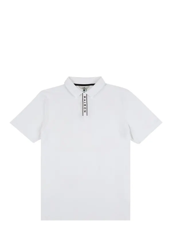 MALBON Evergreen Block Placket Polo - White