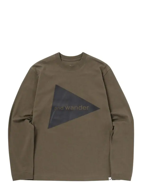 AND WANDER Logo Long-sleeve Tee - Brown