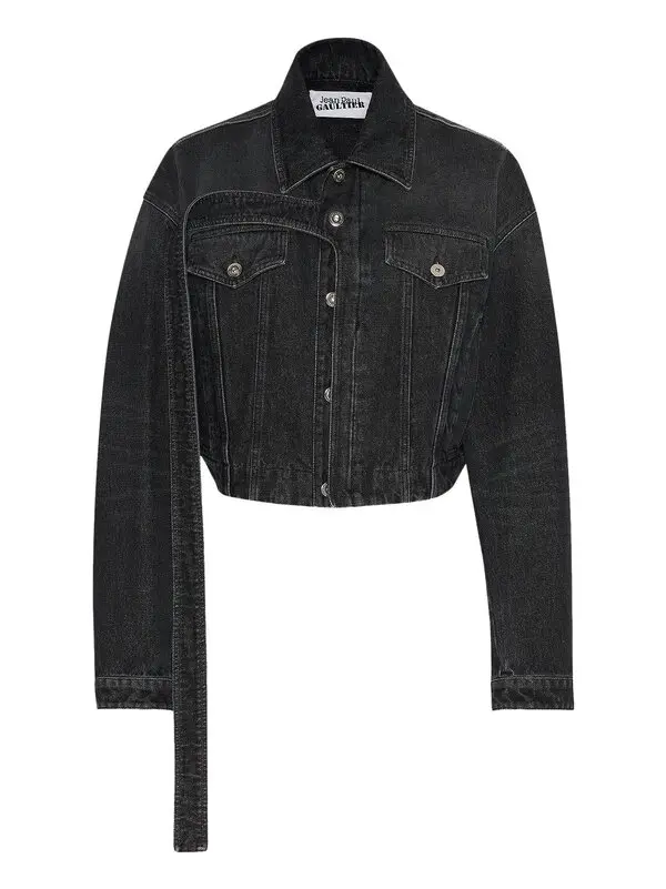 JEAN PAUL GAULTIER Strap Detail Denim Jacket - Black
