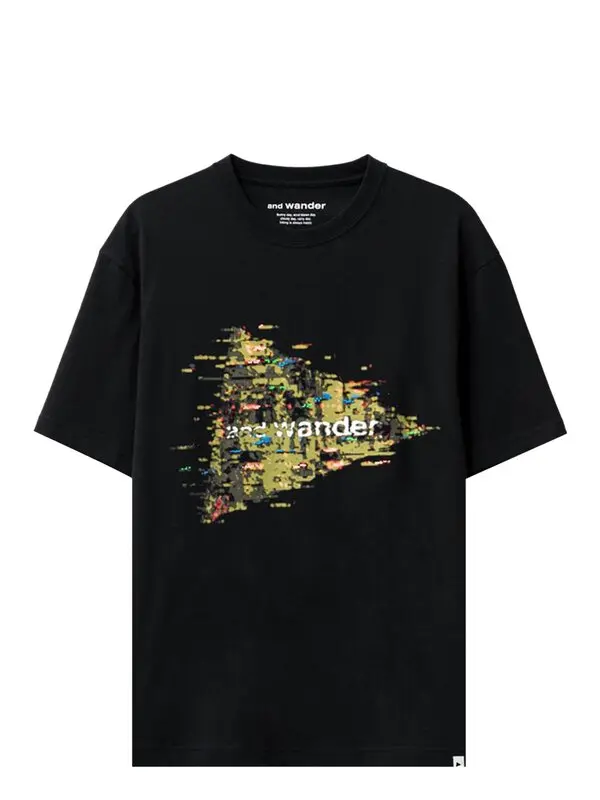 AND WANDER Noizy Logo Printed T-shirt - Black