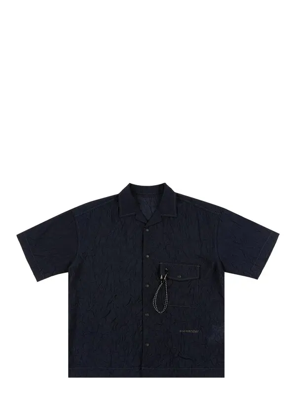 AND WANDER Washer Pleated Open Shirt - Blue