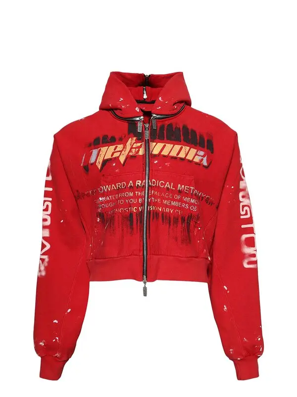 RIVINGTON ROI REBIS Radical Paper Rose Zip Hoodie - Red